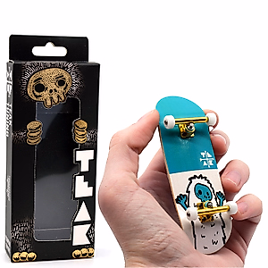 Teak Tuning 32mm Pro Fingerboard Heat Transfer Graphic Complete - Fully Assembled with Pro Level Parts - Pro Shaped Wood Deck (34x97mm), UltraSpin Wheels, Prodigy Trucks - Teal Yeti