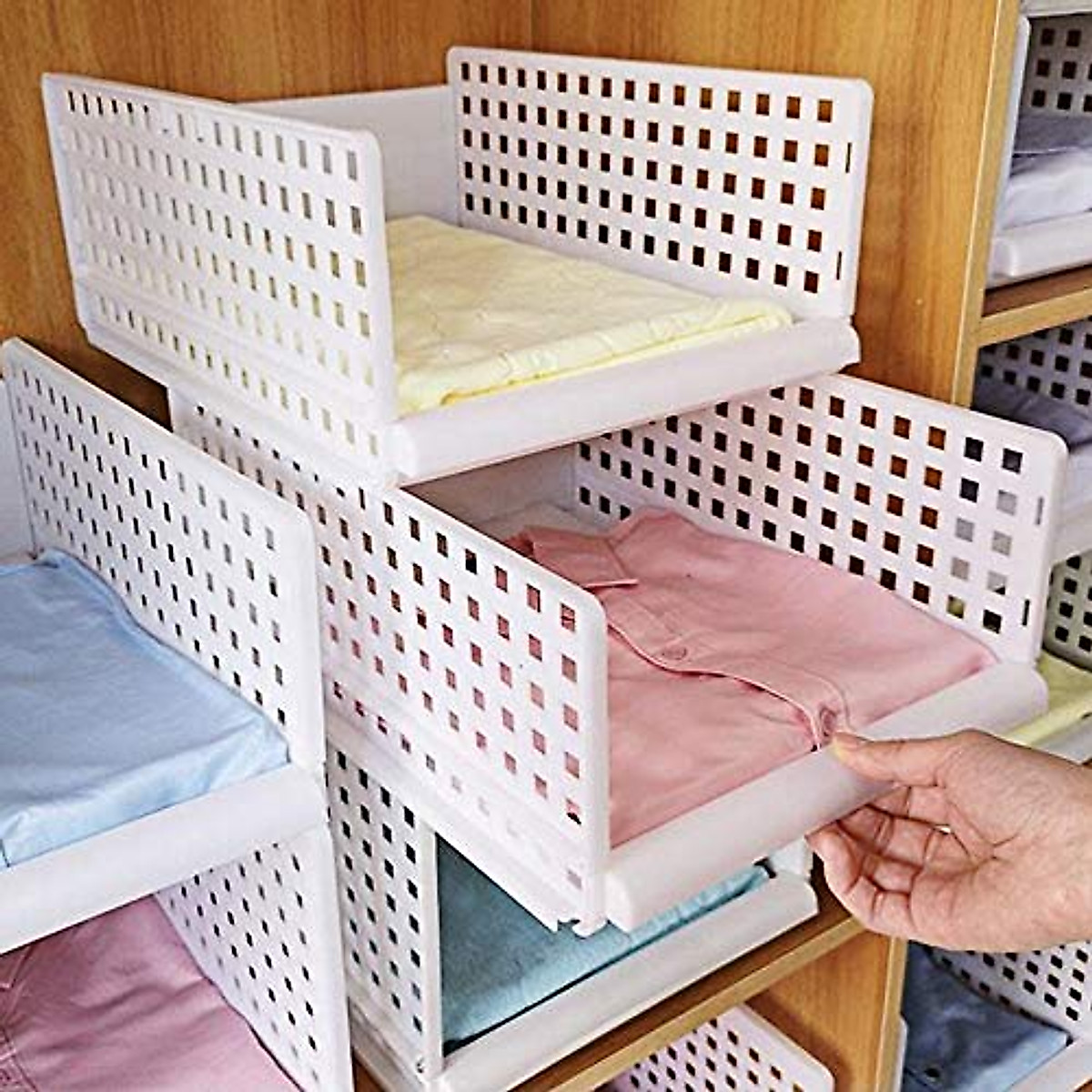 Yoillione White Wardrobe Closet Organizers Clothes Storage Organizer Wardrobe Shelve,Sinside Closet Organizer Container Closet Storage Drawers,Plastic Bathroom Kitchen Cupboard Organizer