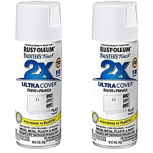 Rust-Oleum 249126 Painter's Touch 2X Ultra Cover Spray Paint, 12 oz, Flat White (Pack of 2)