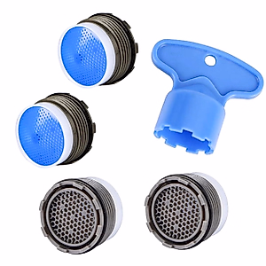 4 Pack Faucet Aerators With Faucet Cache Aerator Removal Tool, For Bathroom Or Kitchenfaucet Replacement Part Insert Filter, Restrictor Aerator, 18.5mm/0.72inch (Blue+Black, 18.5)