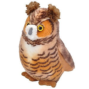 Wild Republic Audubon Birds Great Horned Owl with Authentic Bird Sound, Stuffed Animal, Bird Toys for Kids and Birders