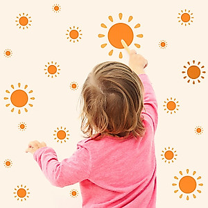 66 Pieces Sun Wall Decals Sunshine Boho Wall Art Decal Nursery Bedroom Decorations Wall Decor Stickers Peel and Stick Removable Modern Wallpaper for Kids Boy Girl Rooms Nursery Bedroom Decorations