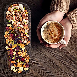 Divit Shilp Natural Wooden Tray, Serving Bowl for Salad, Veggies and Fruits, Large Deep Tray for Family, Party (Bark Edge Divided Tray (New))