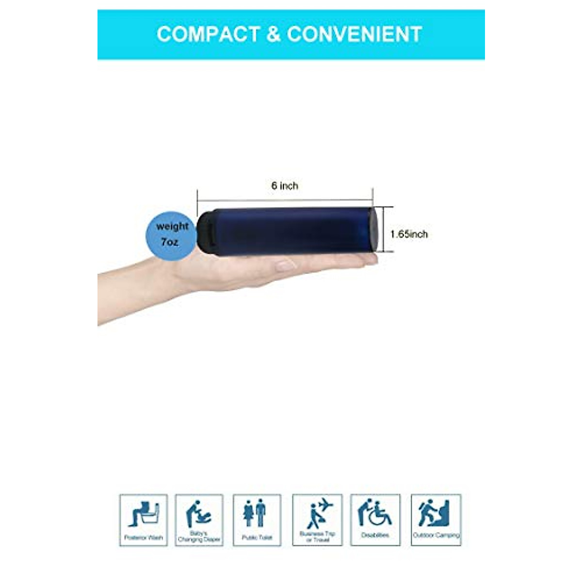 Upgraded Electric Portable Travel Bidet, Contain Large Water Bottle, Two Size adapters, USB Charger, Handy Toilette Sprayer Good for Personal Care