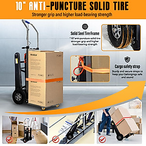 ROOMEDAL Electric Stair Climbing Hand Trucks Dolly Cart for Moving 661lb Capacity Heavy Duty Folding Stair Climber Cart Hand Trolley 600W Motor Battery Powered for Furniture Family Logistics Warehouse