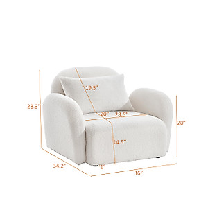 roomfitters Lazy Sofa Chair in Teddy Fabric, Comfortable and Stylish Living Room Seating, Ideal for Cozy Spaces, Durable Upholstery, Modern Design Enhancing a Relaxed Atmosphere, White