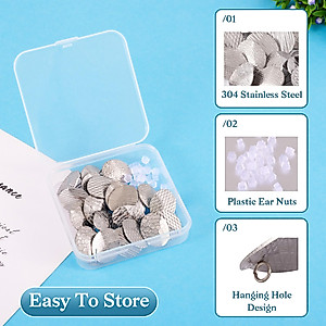 FASHEWELRY 24Pcs Stainless Steel Stud Earrings Findings Textured Oval Earrings Post with Ear Nuts for DIY Jewelry Making (Stainless Steel Color)