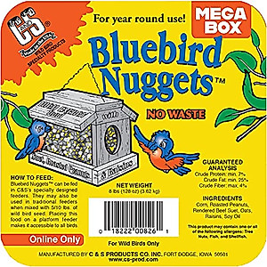 C&S Wild Bird Bluebird Suet Nuggets Mega Box, 8 Pounds