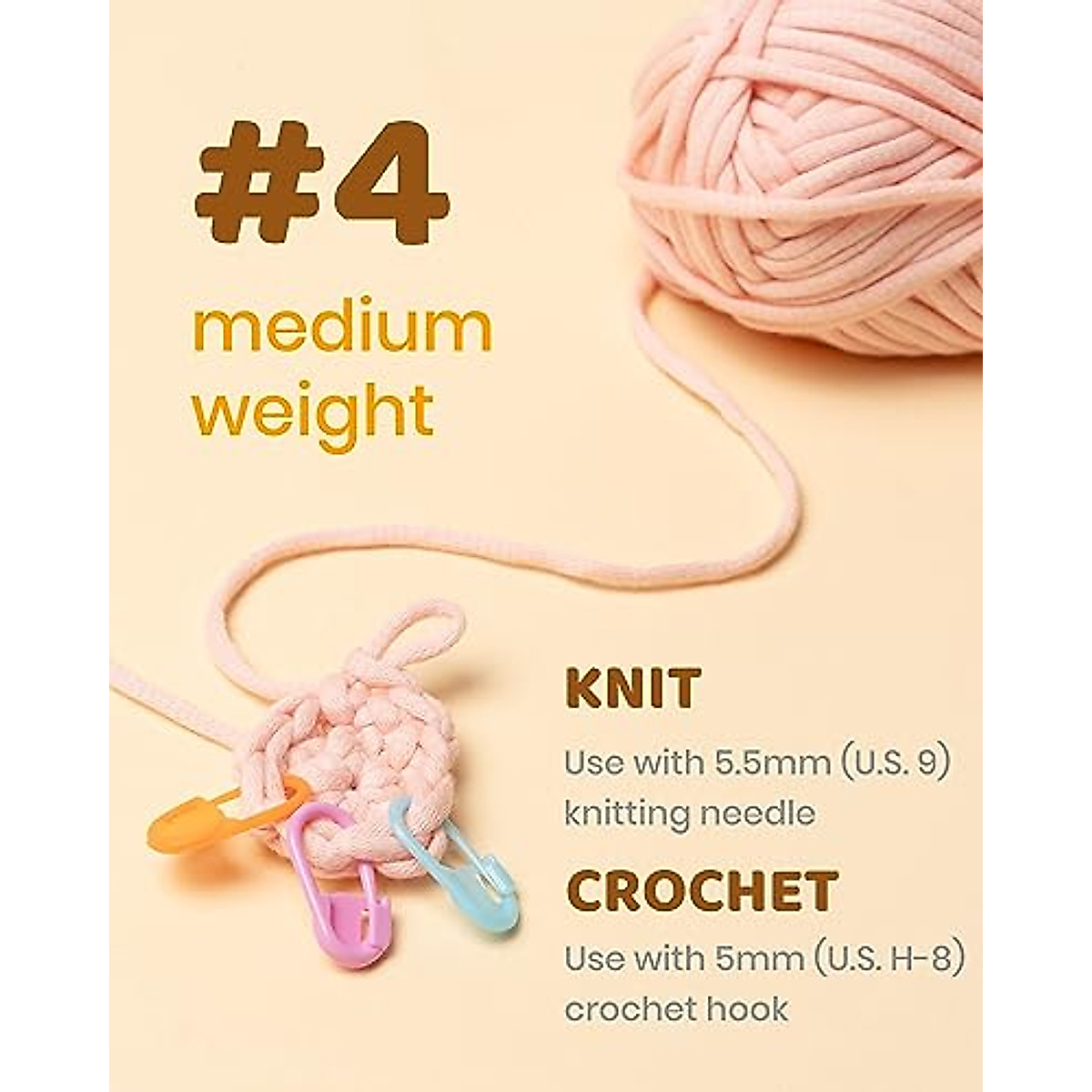 Craftori EZYarn - Crochet & Knitting Yarn for Beginners - Easy-to-See Stitches Cotton Nylon Blend Medium #4 Yarn (200g)
