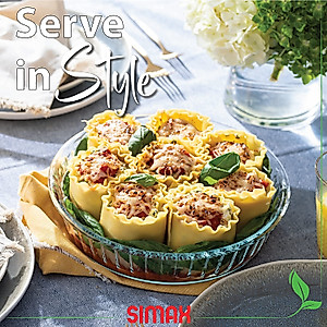 Simax Glass Pie Pan for Baking: Deep Round Pie Plate Dish Great For Apple, Pumpkin, Holiday Pies, etc. - Fluted Pie Holder - Oven Safe Tray - Borosilicate Glass Cake Tin - 10.25 Inch Large Diameter