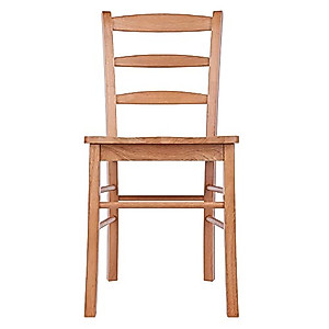Contemporary Home Living Set of 2 Light Oak Beige Dining Chairs with Ladder Backrest, 34.50