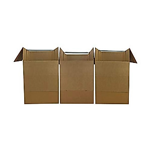 Amazon Basics Wardrobe Clothing Moving Boxes with Bar - 24" x 24" x 40", 3-Pack, Brown
