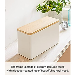 YAMAZAKI Countertop Organizer Home | Steel + Wood | Storage Case, One Size, White