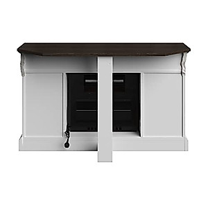 NORTHWEST Corner TV Stand with Electric Fireplace Fits 55-Inch TVs - Console with Storage Cabinet, Remote, Adjustable Heat, and LED Flames (White)