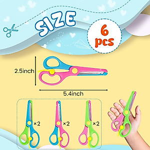 LovesTown Preschool Training Scissors,6 Pcs Dual-Colour Children Safety Scissors Pre-School Training Scissors Safety Scissors Art Craft Scissors
