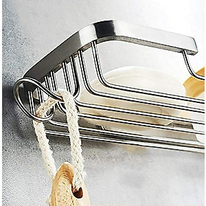 housebest Wall Mounted Brushed Nickel Shower Caddy Bath Organizer Storage Basket Soap Dish Holder Hooks Stainless Steel Shampoo, Conditioner Bathroom Accessories