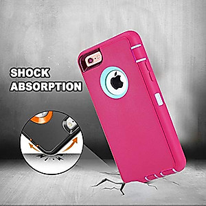 Annymall Case Compatible for iPhone 8 & iPhone 7, Heavy Duty [with Kickstand] [Built-in Screen Protector] Tough 4 in1 Rugged Shorkproof Cover for Apple iPhone 7 / iPhone 8 (Pink)