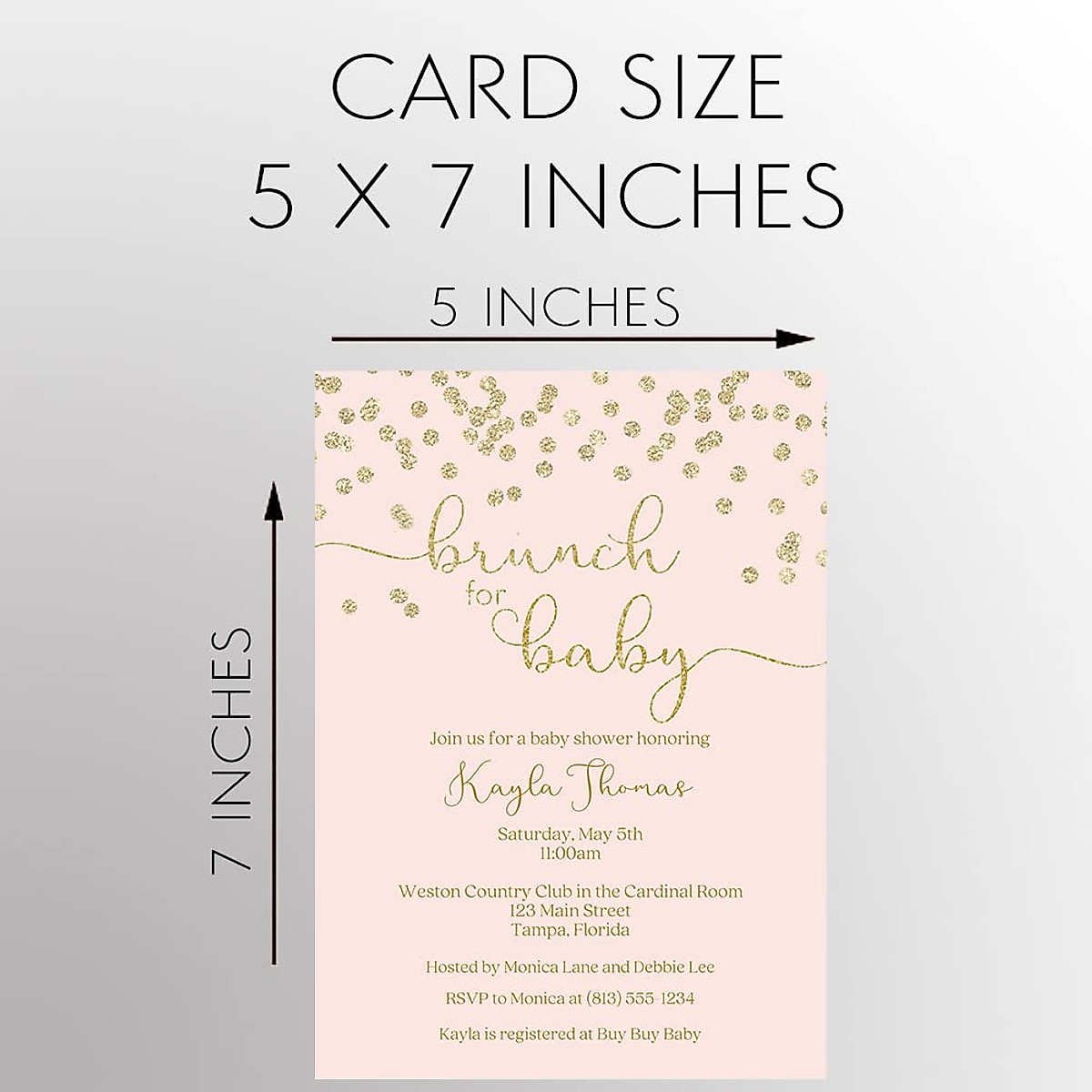 The Invite Lady Baby Shower Brunch Invites For Girl Personalized Invitations With Envelopes (12 count)