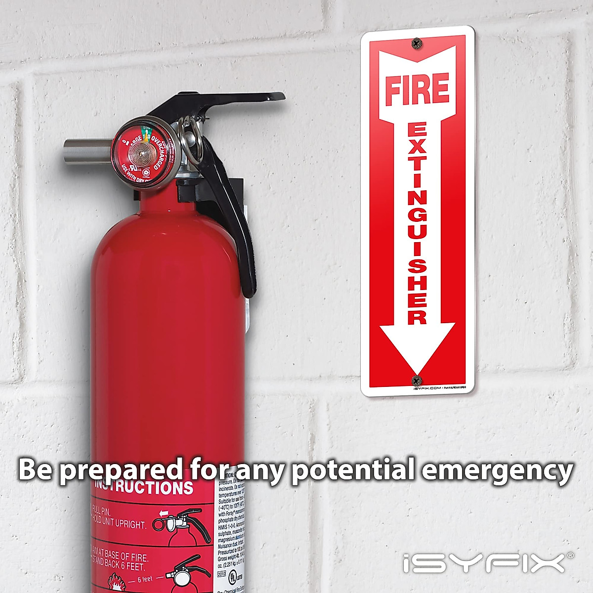 iSYFIX Fire Extinguisher Sign – 2 Pack 4x12 Inch – 100% Rust Free .040 Aluminum Signs, Laminated for Ultimate UV, Weather, Scratch, Water and Fade Resistance, Indoor and Outdoor