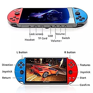 X12 Plus Handheld Game Console, 7 Inch HD Screen Retro Video Game Console, Built in 16GB TF Card & 1000 Games Handheld Double Joystick Game Controller, Support AV Output Music E-Book