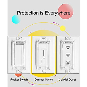 Light Switch Guard, ILIVABLE Child Proof Rocker Switch Plate Cover Prevents Kids or Accidental Turned On/Off Switch While Allowing Access (Clear, 2 Pack)