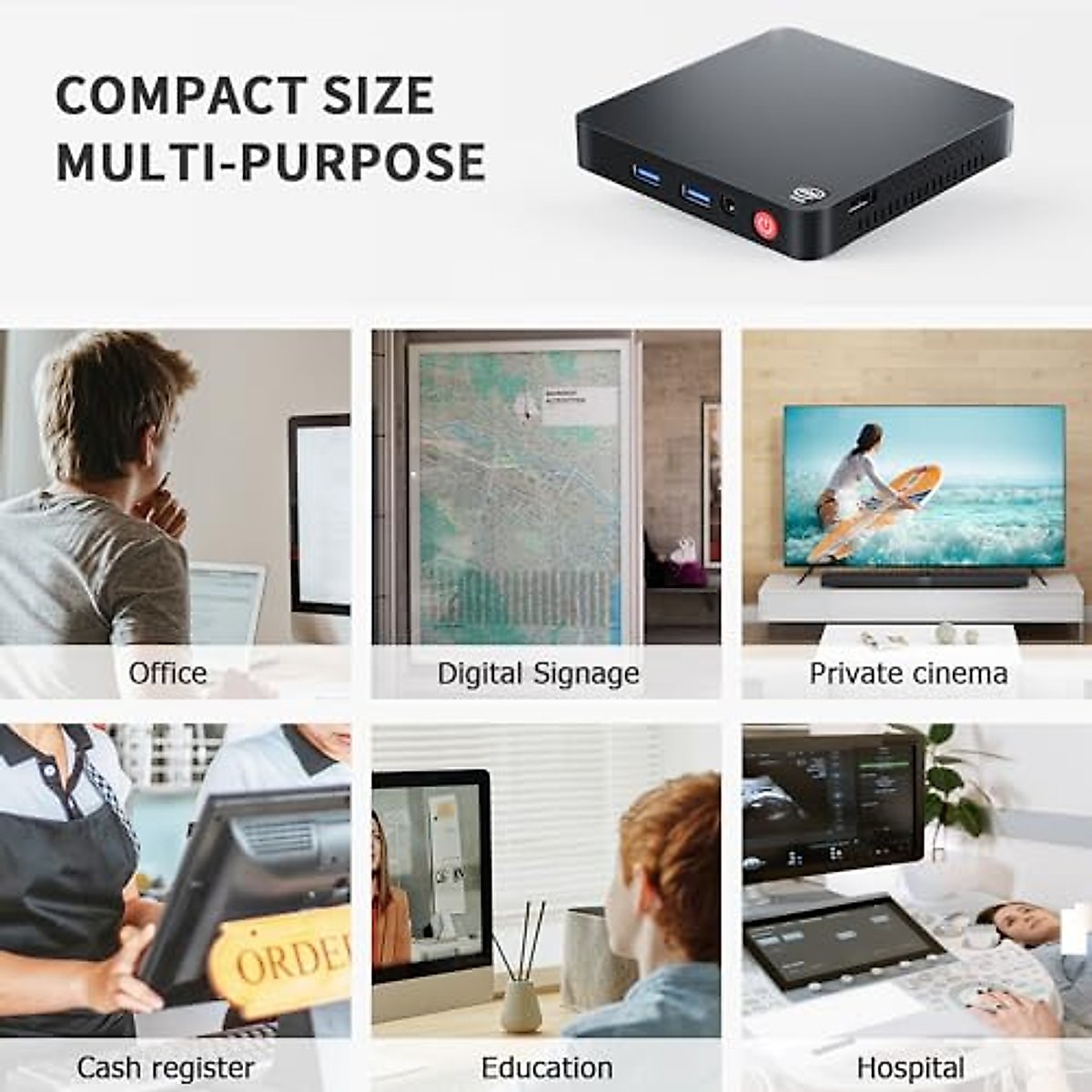 T5 Mini PC,Intel Processor N4020(up to 2.8GHz,4M Cache),Mini Computer with 4GB RAM+64GB eMMC,Dual Screen Display,HDMI+DP,USB3.0,2.4G/5GHz Dual WiFi 5, BT5.0,Gigabit Ethernet,Auto Power On