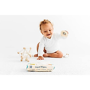 Aqua Wipes Originals Baby Wipes - Vegan, Sensitive, Biodegradable Wipes with 99.6% Water. Suitable for Newborns (Printed Carton of 12 Packs of 64 Wipes, 768 Wipes)