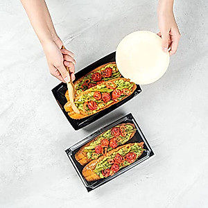 Restaurantware Matsuri Vision Rectangle Black Paper Medium Sushi Tray - 8" x 5" x 1 1/2" - 100 count box