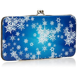 Concept One Handbags Frozen Sublimation Print Snowflake Kiss Lock Wallet, White, One Size