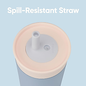 Owala Kids Insulation Stainless Steel Tumbler with Spill Resistant Flexible Straw, Easy to Clean, Kids Water Bottle, Great for Travel, Dishwasher Safe, 12 Oz, Tan and Blue (Seas the Day)