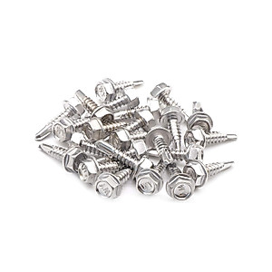 #10 x 3/4" Stainless Hex Washer Head Self Drilling Screws (50pcs) Stainless Steel 410 Fully Threaded Sheet Metal Flanged Hex Screw | by IMSCREWS