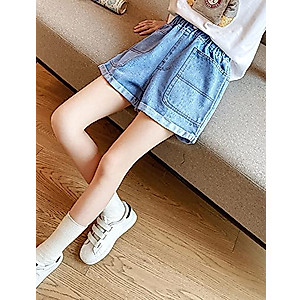 Baby Girl Summer Denim Shorts Wide Leg Cute Cooling Jeans Hot Pants Kids Casual Elastic Waistband Skirt Shorts 5-6 Years