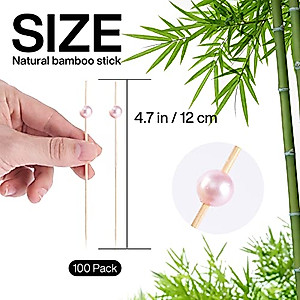 PuTwo Toothpicks for Cocktail Appetizers Fruits Dessert, 100 Count, Pink Pearls