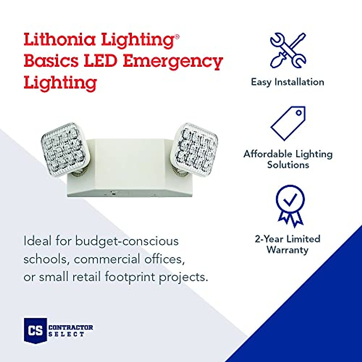 Lithonia Lighting EU2C M6 Emergency Light with 2 LED Lamps, Square, Ivory White