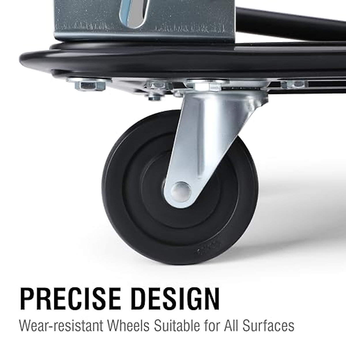 Olympia Tools Foldable Push Cart Dolly - 330 Lb. Capacity Heavy Duty Platform Truck with 360° Swivel Wheels (Olive Green/Blue)