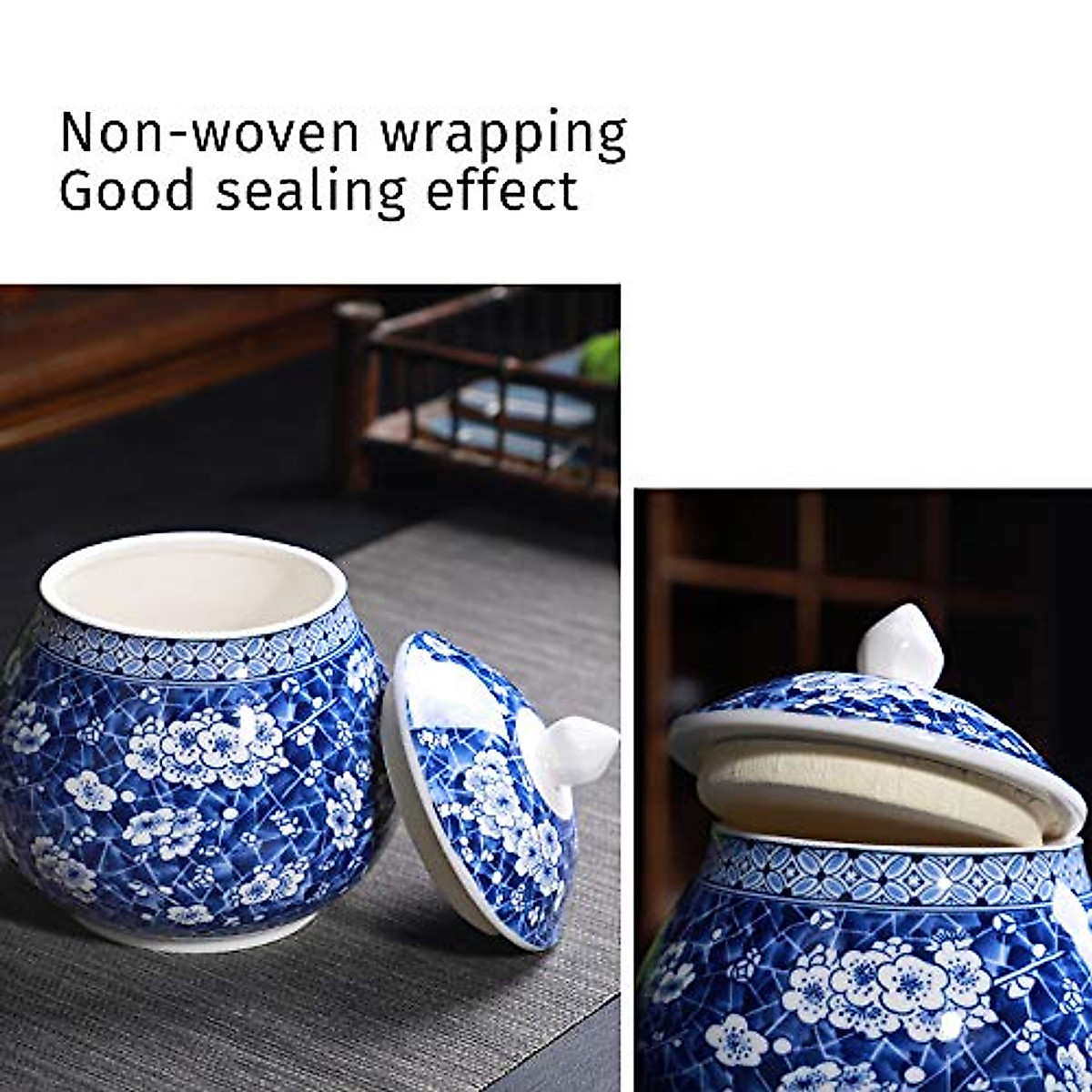 HUANG Ancient Chinese Style Creative Blue and White Ceramic Jar with Lid