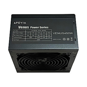 APEVIA VENUS450W 450W ATX Power Supply with Auto-Thermally Controlled 120mm Fan, 115/230V Switch, All Protections