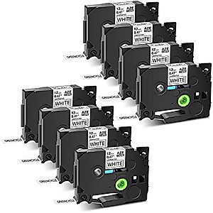GREENCYCLE 8 Pack Compatible for Brother TZe-231 TZ231 AZe 231 Label Tapes 12mm 0.47 Inch 1/2" Black on White Laminated for PTD210 D600 PT-D600VP PTD400AD PTH110 PT-D200 PT-E550W Label Maker