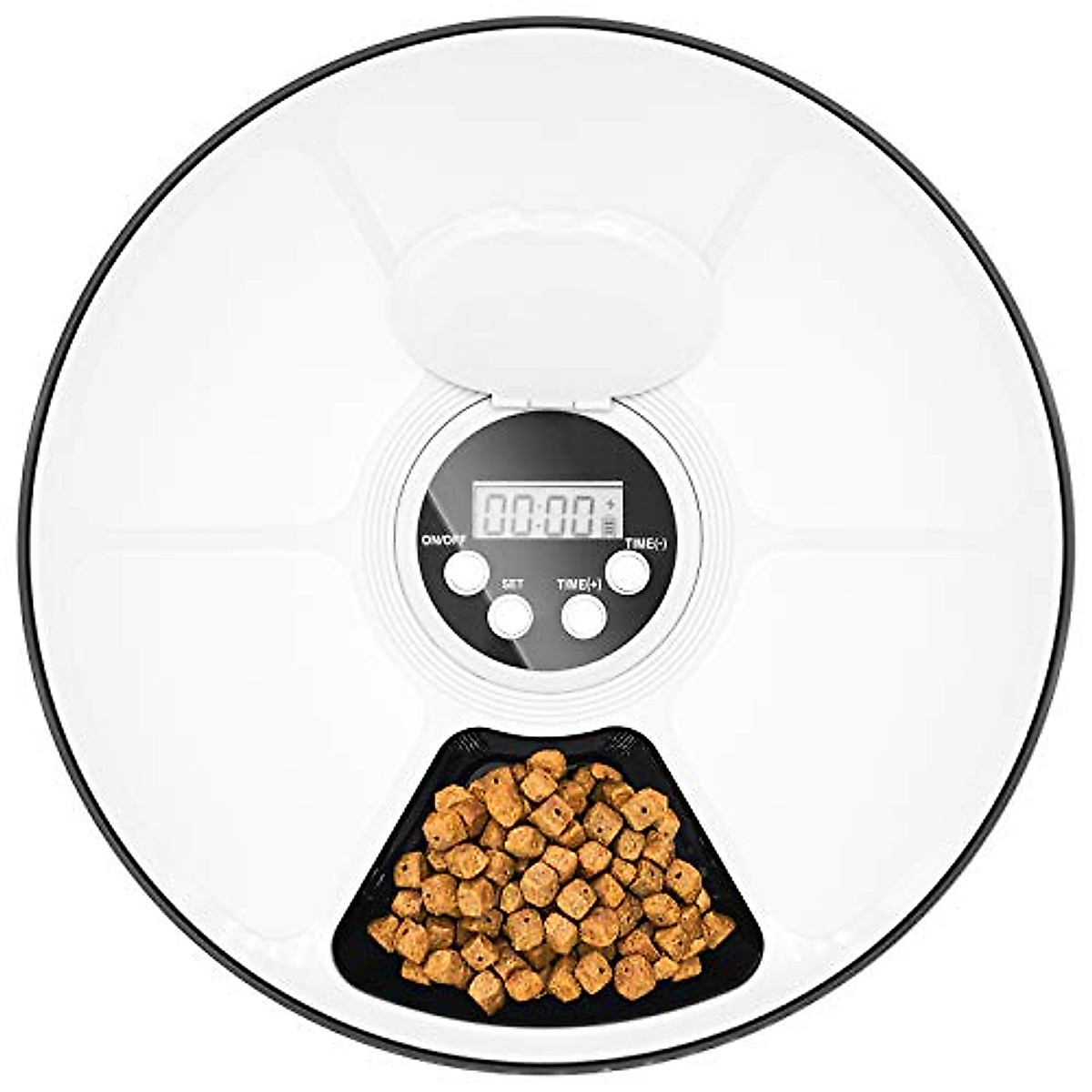 MAICHENG 6 Meal Automatic Pet Feeder-Dry Cat Food Dispenser with Programmable Timer, Portion Control, LCD Display-for Cats Small Dogs-420g