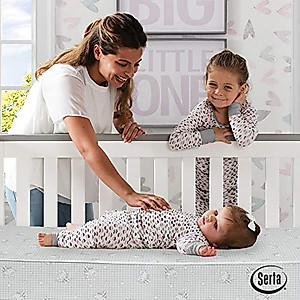Delta Children Tribeca 4-in-1 Baby Convertible Crib + Serta Perfect Slumber Dual Sided Recycled Fiber Core Crib & Toddler Mattress - Waterproof - Hypoallergenic - GREENGUARD Gold Certified, Grey/White