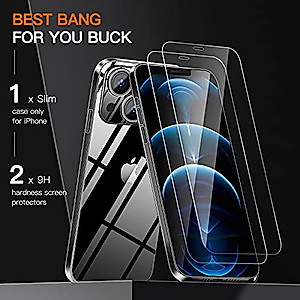 Dataroad iPhone 13 Mini Slim Case[Paper-Thin] 0.2mm 5.4 Inch,with 2 Screen Protector Tempered Glass,Transparent Skin Fit Back[Non Yellowing] Ultra Full Protective iPhone 13 mini Cover for Women,Clear