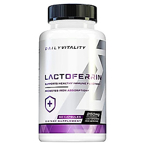 Lactoferrin 250mg Capsules - Glycoprotein Rich Colostrum Supplement for Immune Iron Absorption Support and Digestive Health - 60 Servings High-Purity Daily Colostrum Derived Pills