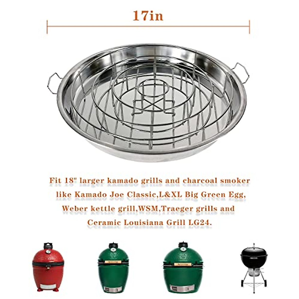 OLIGAI Rib Rack for Smoking and Grilling fit Large Big Green Egg,Rib Rack and Chicken Roaster for Kamado Joe,Circular Stainless Steel BBQ Rib Rings for 18 in and Bigger Charcoal Grill