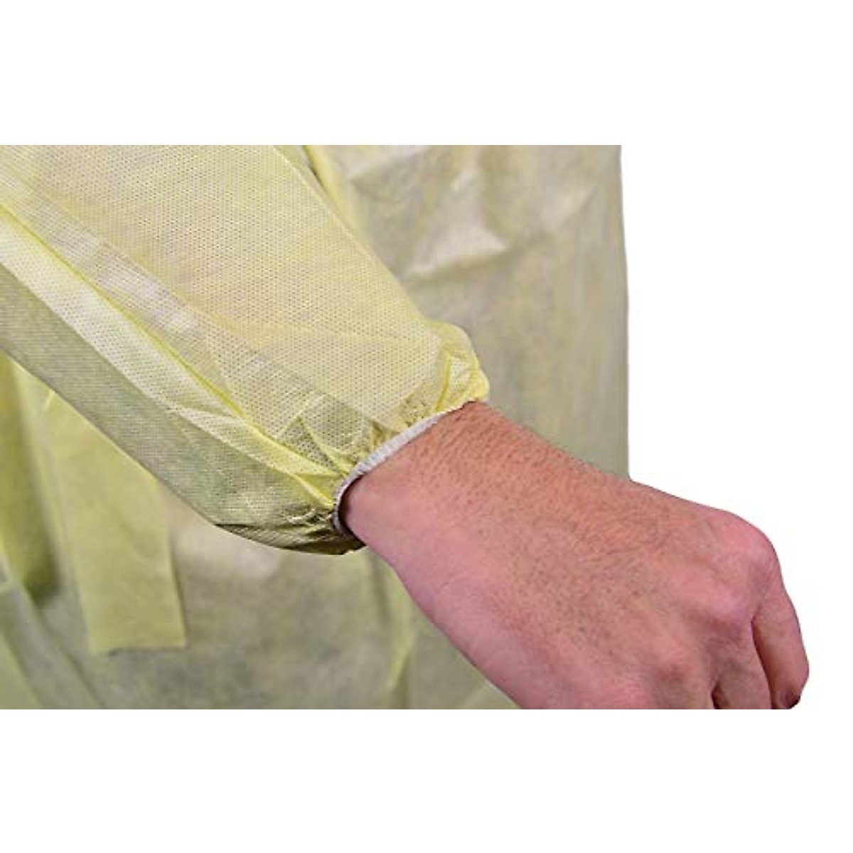 Disposable Protective Isolation Gown with Elastic Cuff,Latex Free,Non-Woven, Fluid Resistant,ONE Size FITS All,(Pack of 10) Yellow