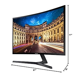SAMSUNG CF396 Series 27" LED Curved Monitor, 1920x1080, 60Hz Refresh Rate, 4ms Response Time, AMD FreeSync Monitor, HDMI, Black, with MTC HDMI Cable