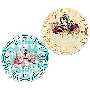 Alice and Wonderland Party Supplies 8 Pcs Cardboard Clocks for Mad Hatter Tea Party Decoration Diameter 8 inch Baby Shower Birthday Party Favors Not Real Clock