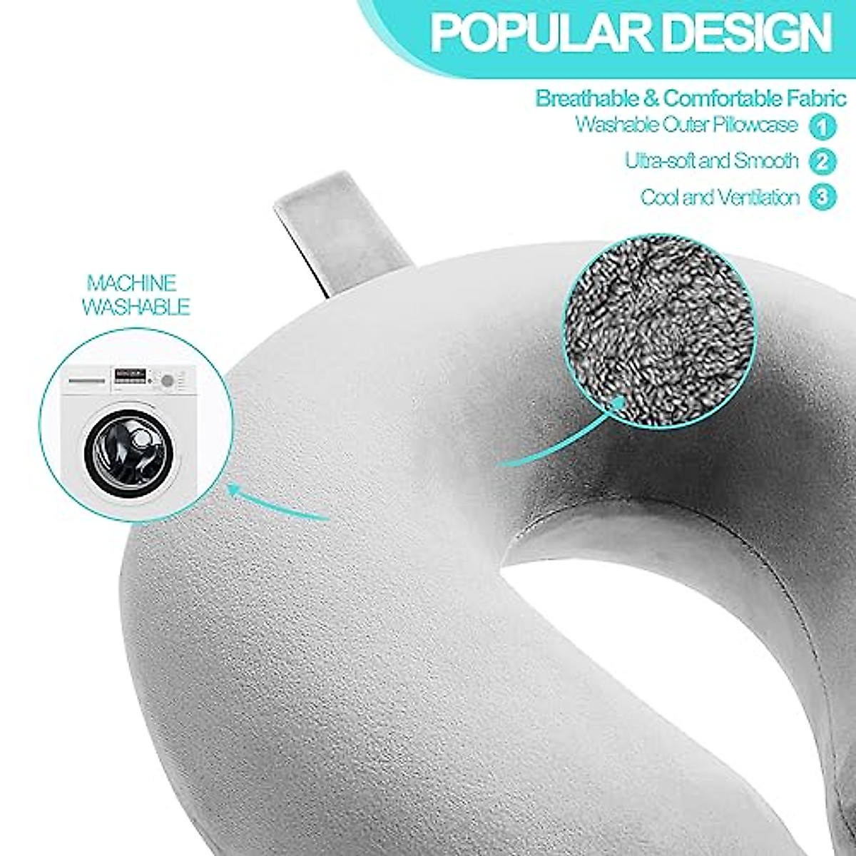 Neck Pillow Cover, Travel Neck Pillow Cover, Travel Neck Pillow Case Cover, Airplane Pillow Cover, U Shaped Neck Pillow Washable Cover (Only Pillow Covers, no Filler)