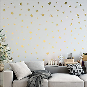 Gold Stars Wall Decal Stickers Removable Home Decoration Easy to Peel Stick Painted Walls Metallic Vinyl Polka Decor Sticker for Baby Kids Nursery Bedroom (Pack of 166)