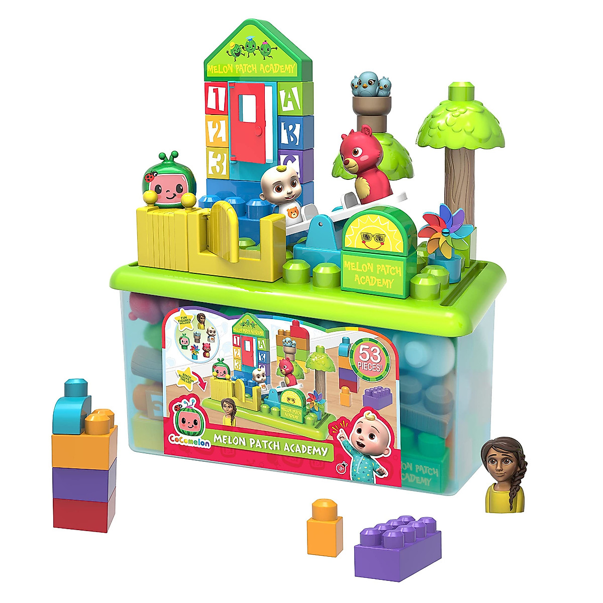 Just Play CoComelon Patch Academy, 53 Large Building Blocks Includes 6 Character Figures, Multi-color (96119)
