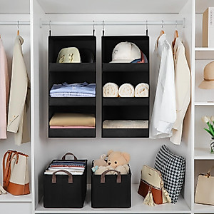 TOPIA HOME Storage Baskets for Shelves with Metal Frame 2-Pack, 14.8" Wx10.24 Dx8.66 H, Collapsible Storage Bins for Organization, Fabric Storage Bins for Clothes, Toy, Nursery, Deco, Large, Black